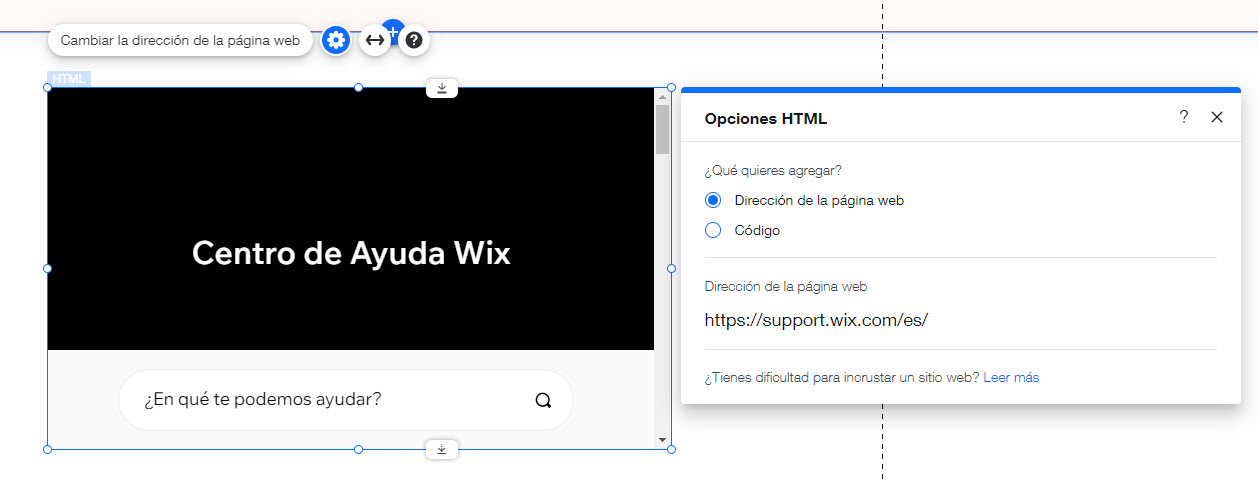 Editor de Wix: incrustar un sitio o un widget | Centro de Ayuda | Wix.com
