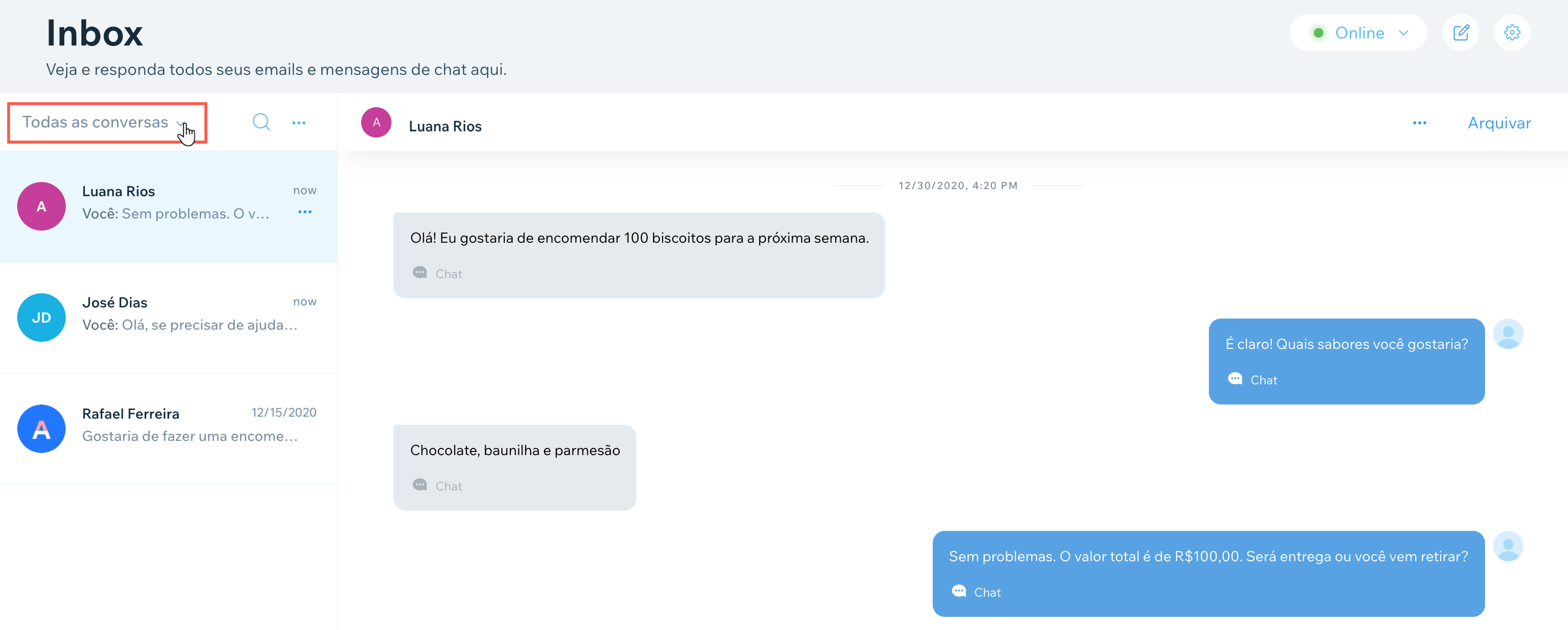 Wix Inbox: primeiros passos | Central de Ajuda | Wix.com