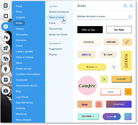 Editor Wix: adicionar e configurar um botão de texto e ícone | Central ...