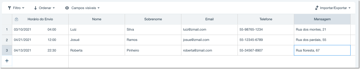 Formulários Wix: criando uma tabela de envios para seu formulário | Central de Ajuda | Wix.com