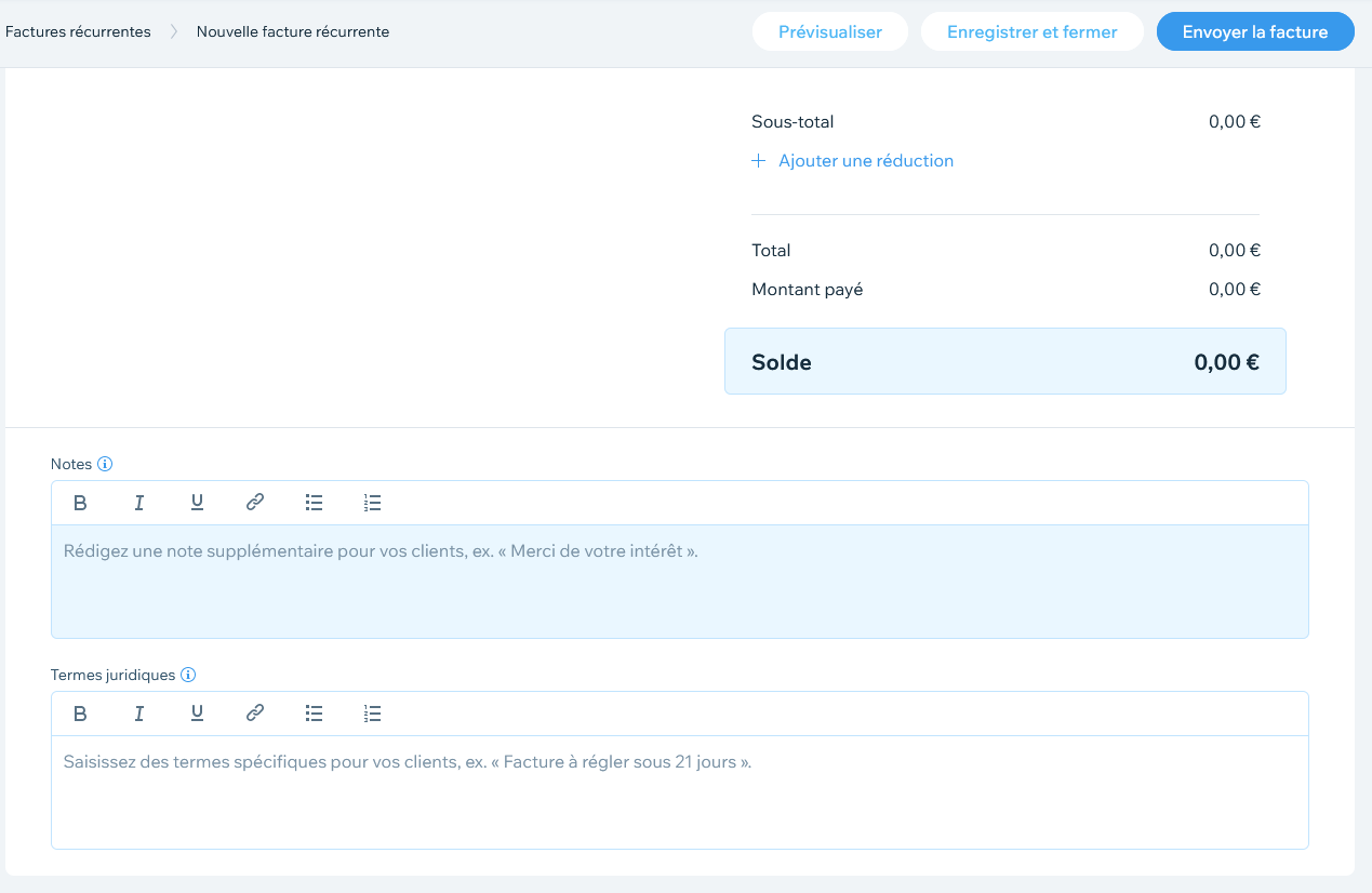 Factures Wix : Créer une facture récurrente | Centre d'Assistance | Wix.com