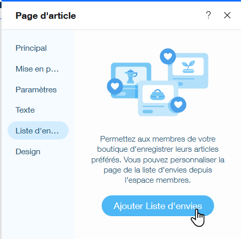 Ajouter et configurer une liste d'envies dans Wix Stores | Centre d'Assistance | Wix.com