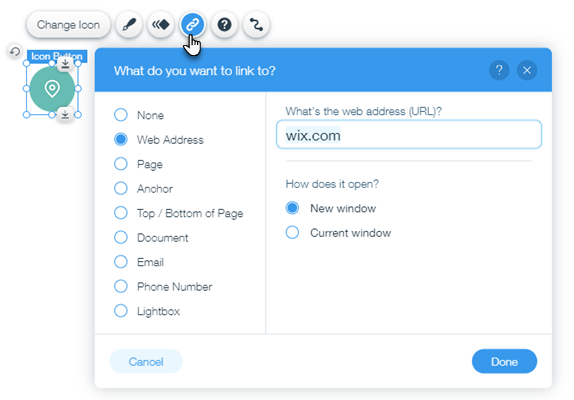 Wix Editor: Adding and Setting Up an Icon Button | Help Center | Wix.com
