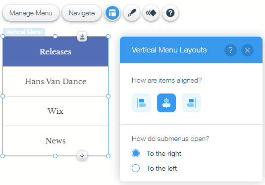 Wix Editor: Adding and Setting Up a Vertical Menu | Help Center | Wix.com