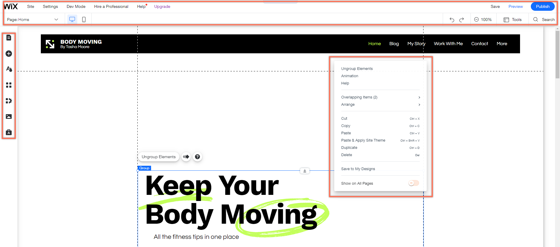Wix Editor: Using the Editor Menus | Help Center | Wix.com
