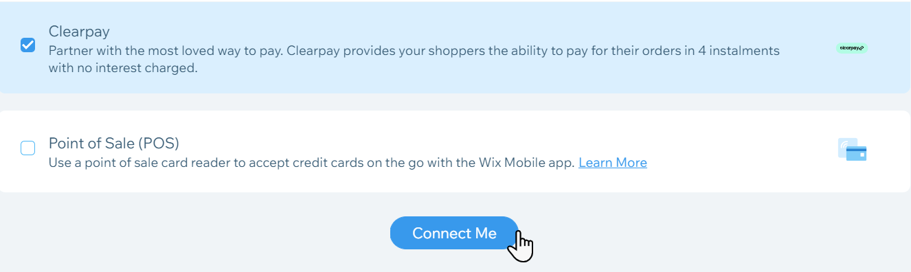 Connecting Clearpay as a Payment Provider | Help Center | Wix.com