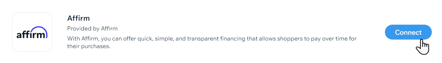 Connecting Affirm as a Payment Provider | Help Center | Wix.com