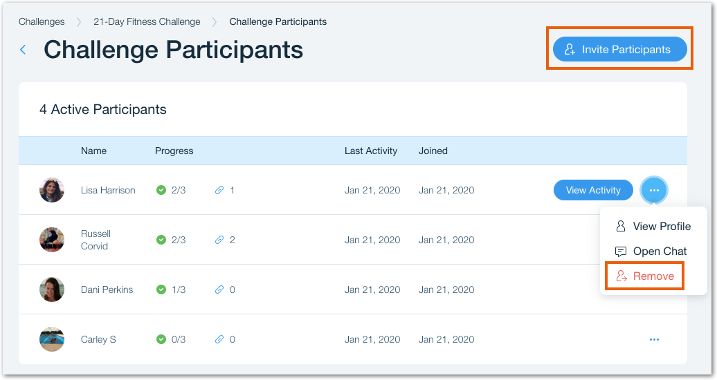 Online Programs : Managing Your Program Participants | Help Center ...