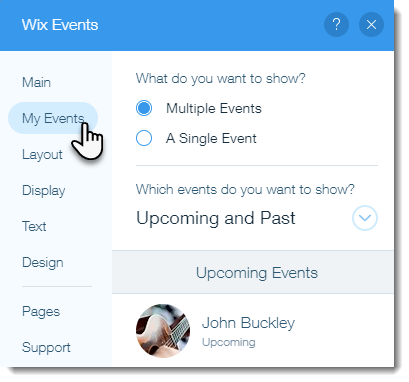 Wix Events: Choosing Which Events to Display on a Site Page | Help Center | Wix.com