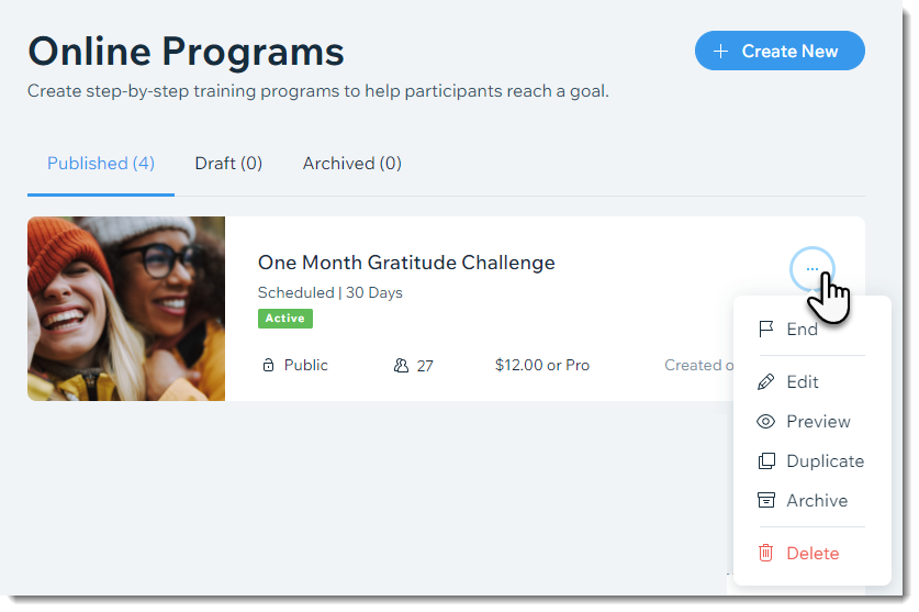 Online Programs: Managing Your Programs | Help Center | Wix.com