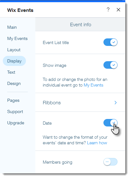 Wix Events: Customizing the Event List Design | Help Center | Wix.com