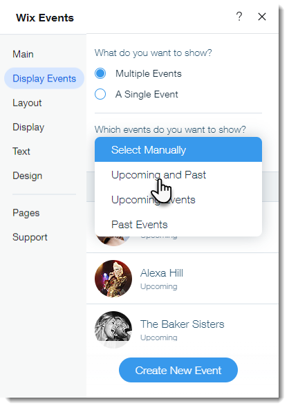Wix Events: Choosing Which Events to Display on a Site Page | Help Center | Wix.com