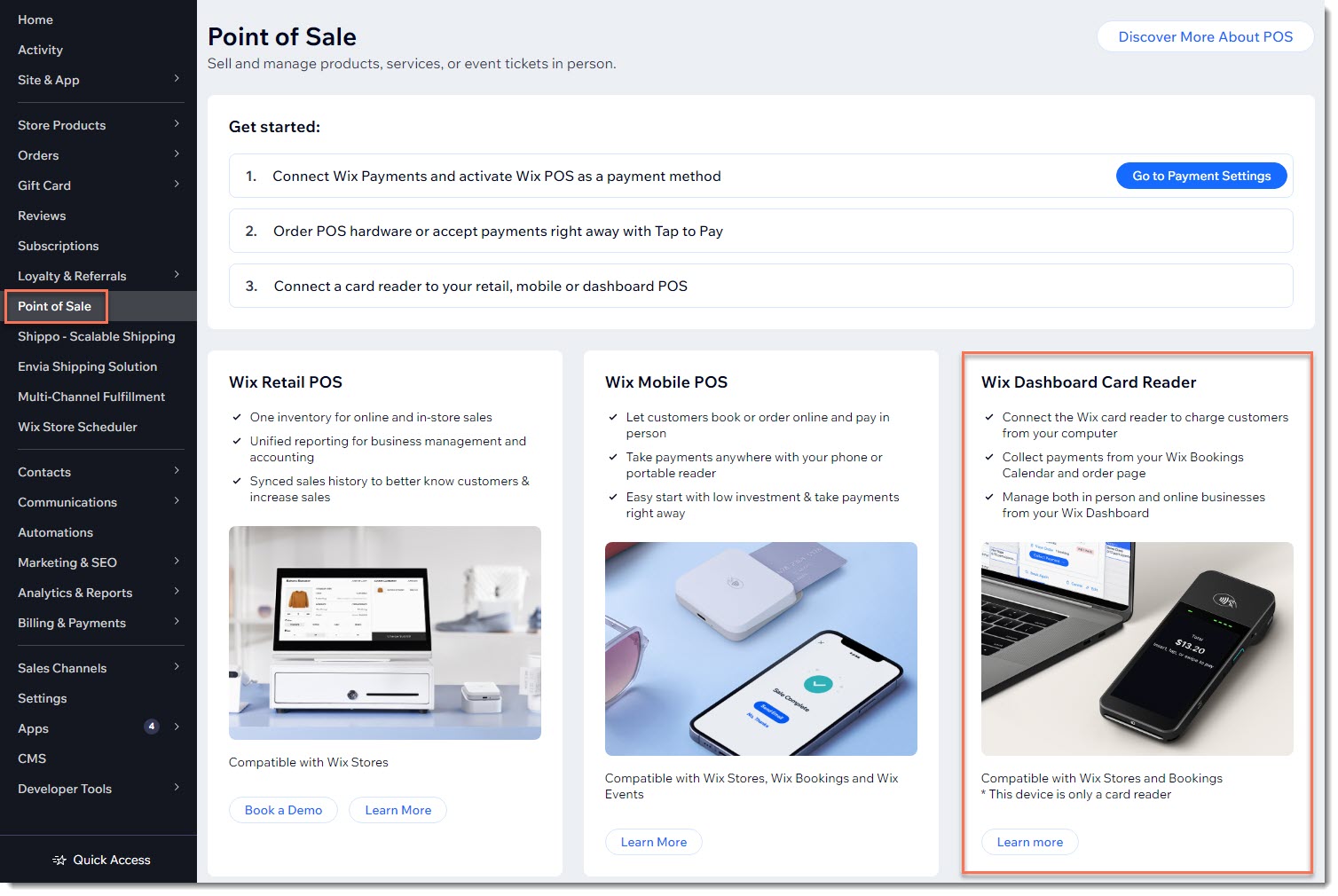 Wix Dashboard Card Reader: An Overview | Help Center | Wix.com