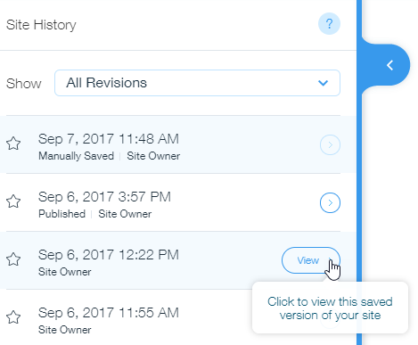 Viewing and Managing Your Site History | Help Center | Wix.com