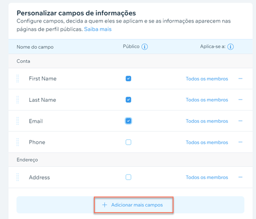 Membros do site: personalizar os campos de perfil de membro | Central ...
