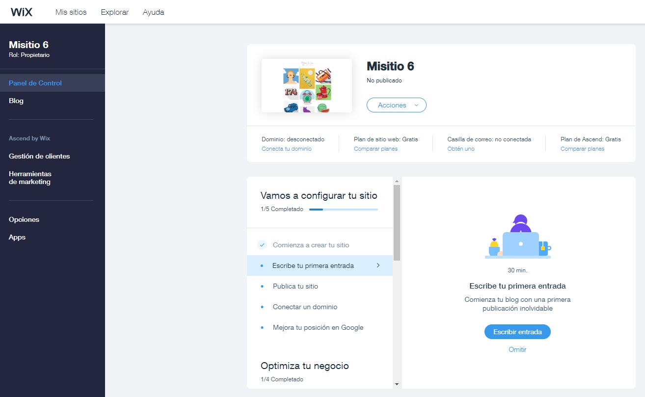 Acerca del panel de control de tu sitio Wix | Centro de Ayuda | Wix.com