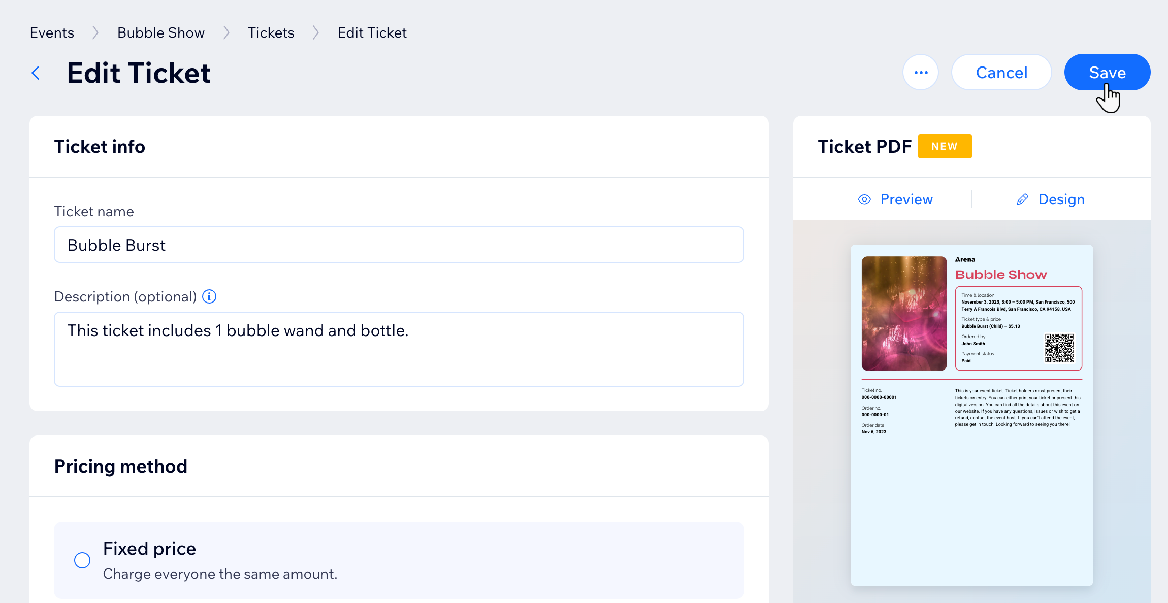 Wix Events: diseñar una entrada en PDF para un evento | Centro de Ayuda | Wix.com