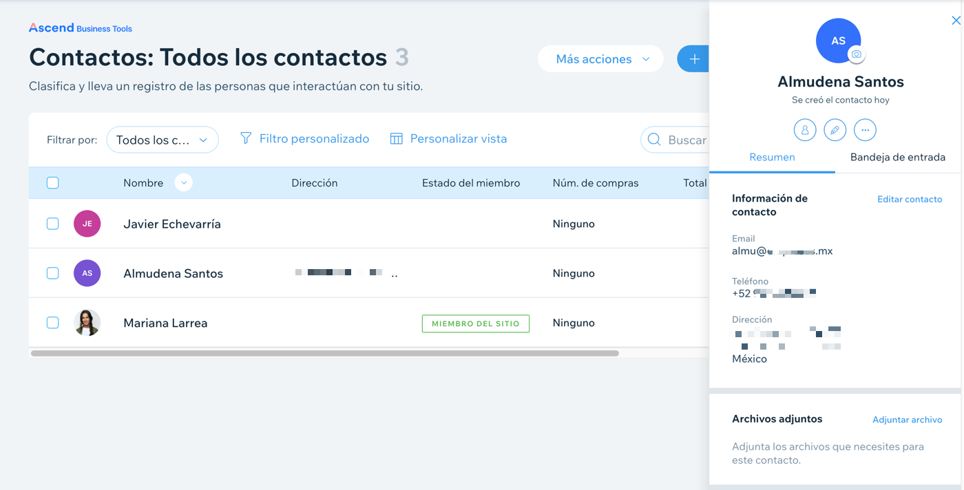 Acerca de la lista de contactos | Centro de Ayuda | Wix.com