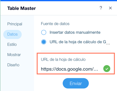 Agregar y configurar la app Creador de Tablas | Centro de Ayuda | Wix.com