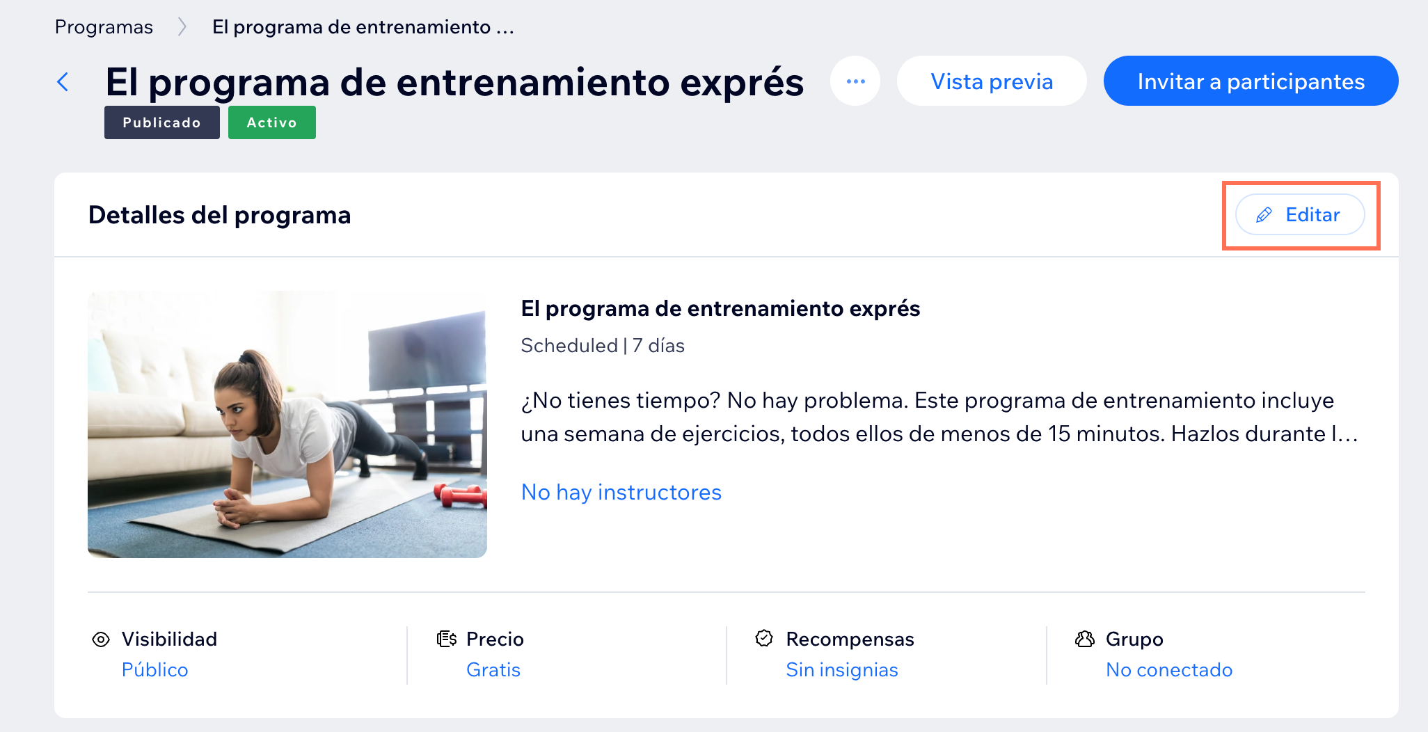 Programas online: crear un nuevo programa | Centro de Ayuda | Wix.com