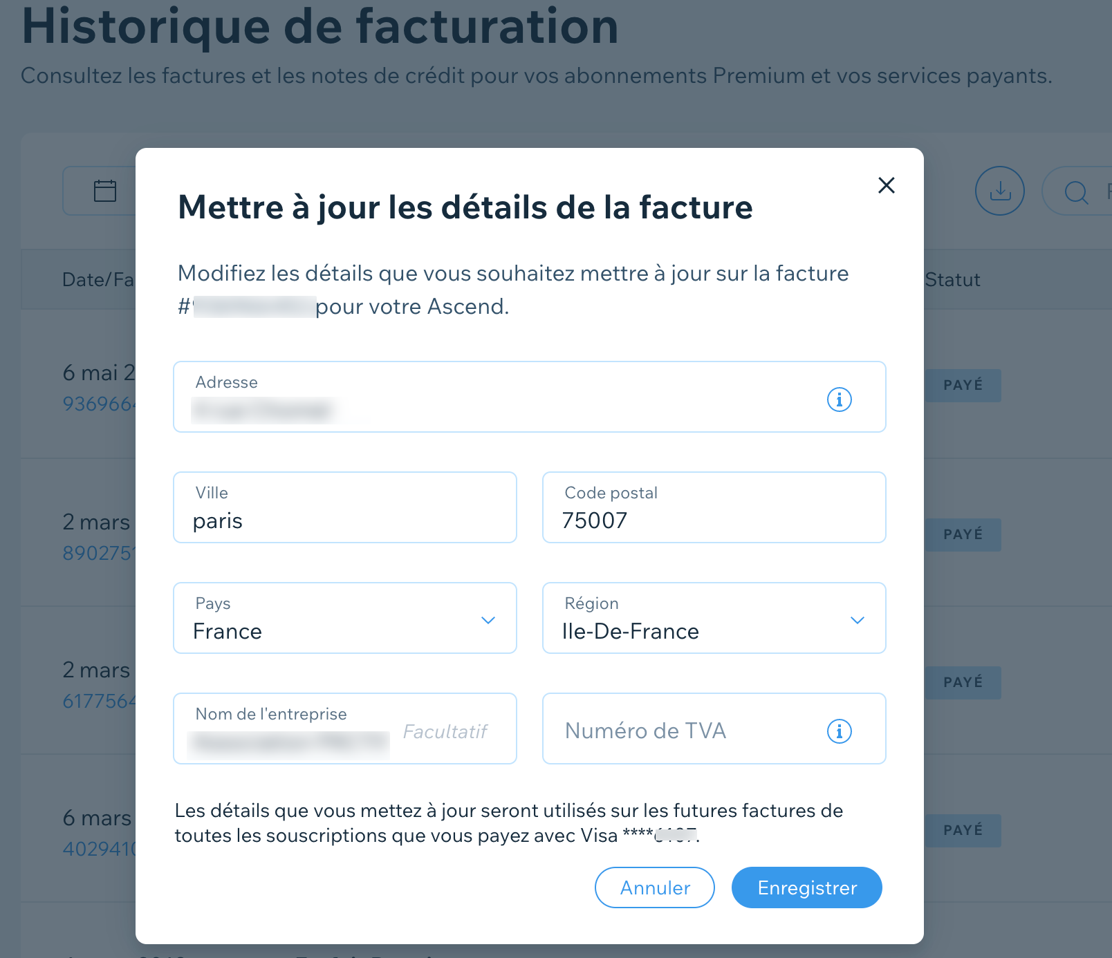 Mettre à jour vos factures pour les services Wix | Centre d'Assistance ...