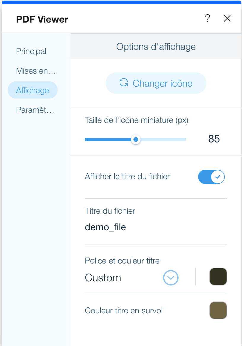 Modifier les options d'affichage de l'appli PDF Viewer | Centre d'Assistance | Wix.com