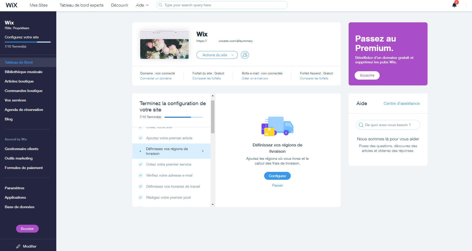 À propos du tableau de bord Wix | Centre d'Assistance | Wix.com