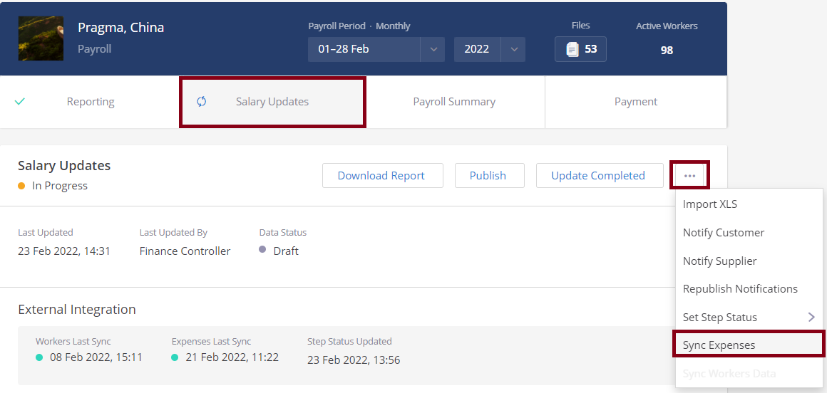 Expenses Tab (HR & Finance Teams)