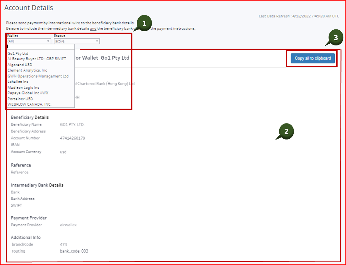 Account Details Dashboard