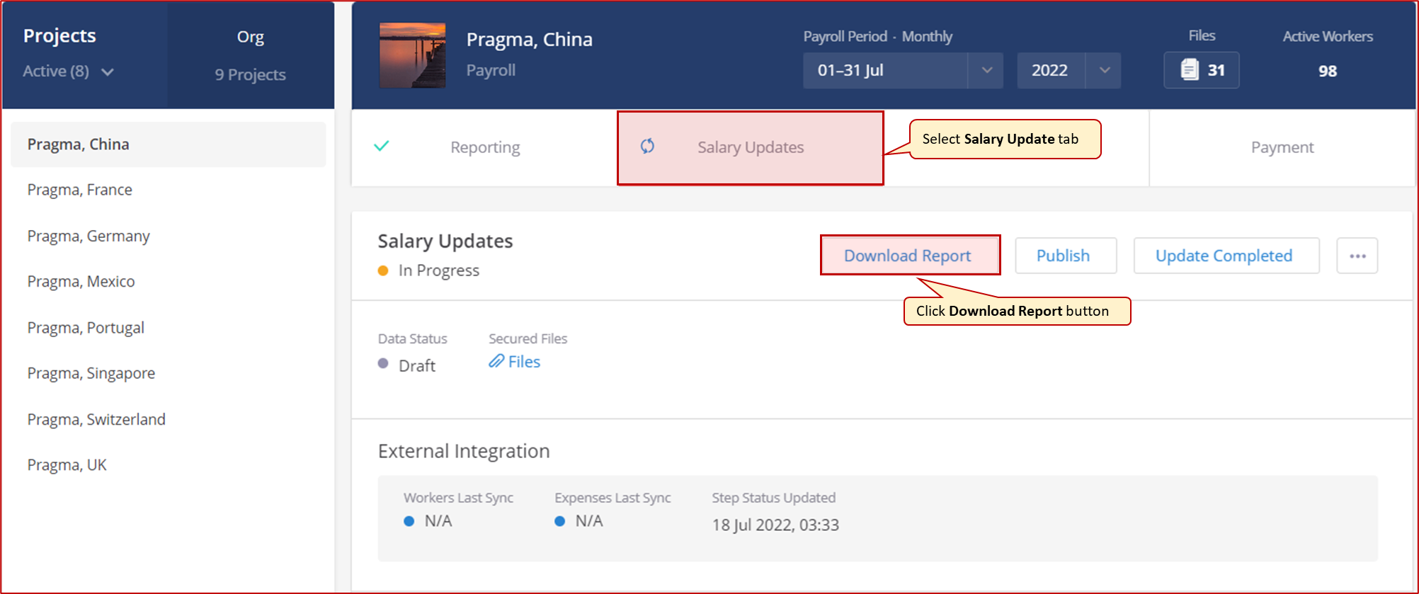 Salary Update - Differences Tab