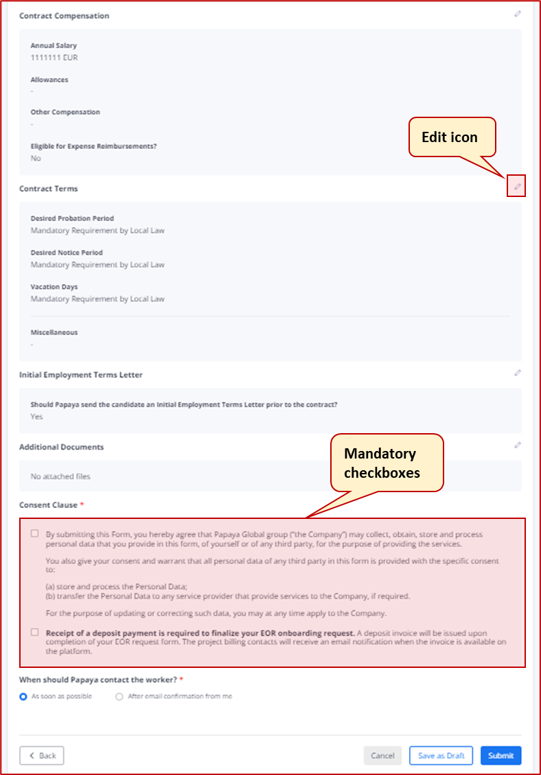EOR Wizard: Initiating Requests for a New EOR Worker