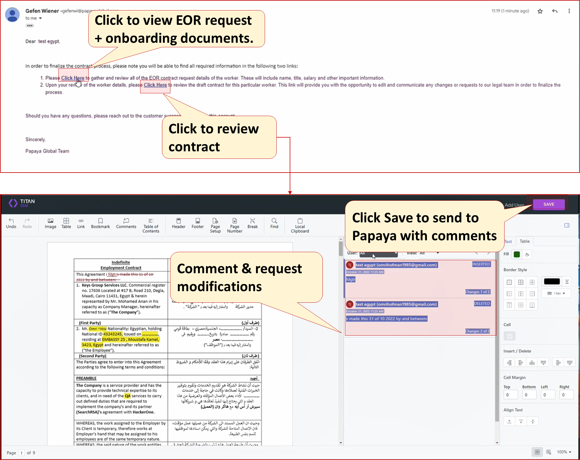 Automatic Contract Management for EOR Requests