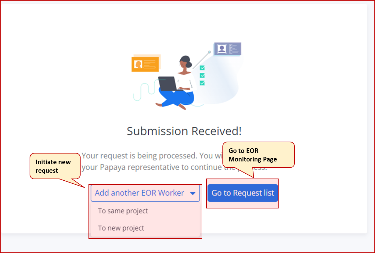 EOR Wizard: Initiating Requests for a New EOR Worker