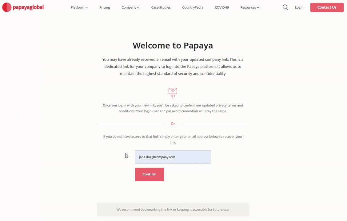 What is my company's login link to Papaya Platform?