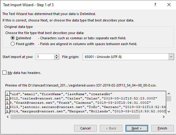 Excel text import wizard file origin - geserresource