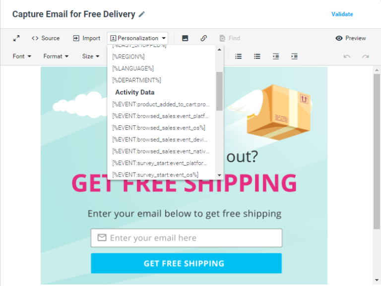 Triggered Campaign Content Personalization – Optimove