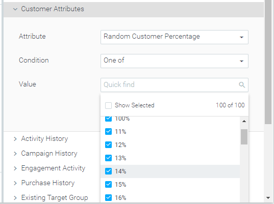 Random Customer Percentage – Optimove