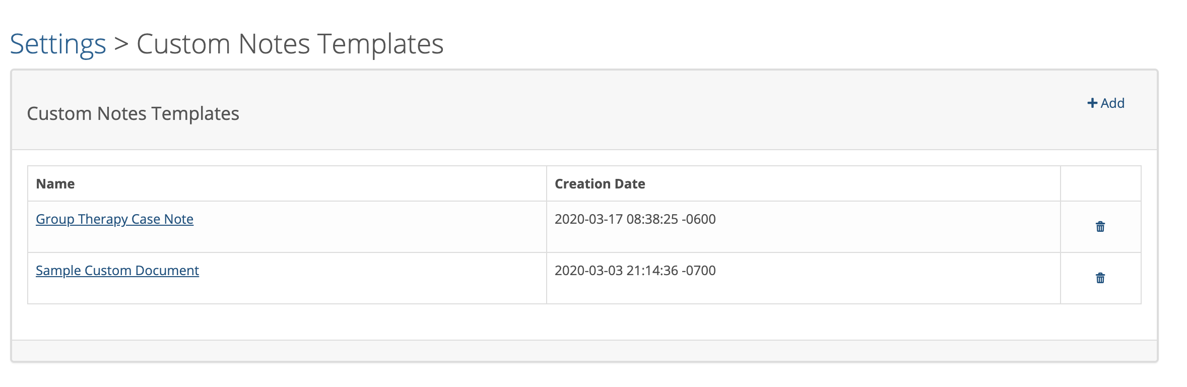 Custom Note Templates – TherapyMate
