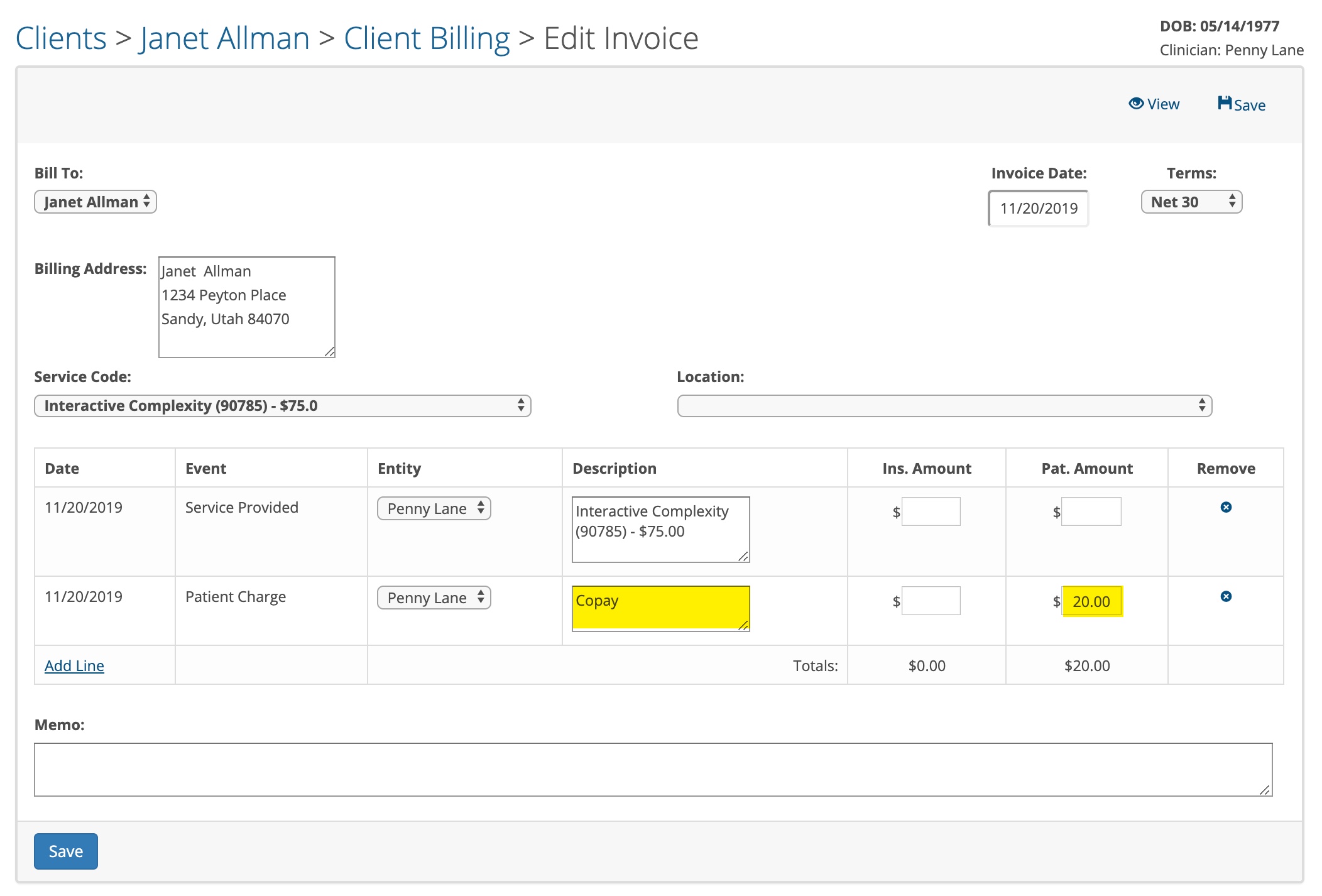 Changing Invoices from Private Pay to Insurance Billing – TherapyMate