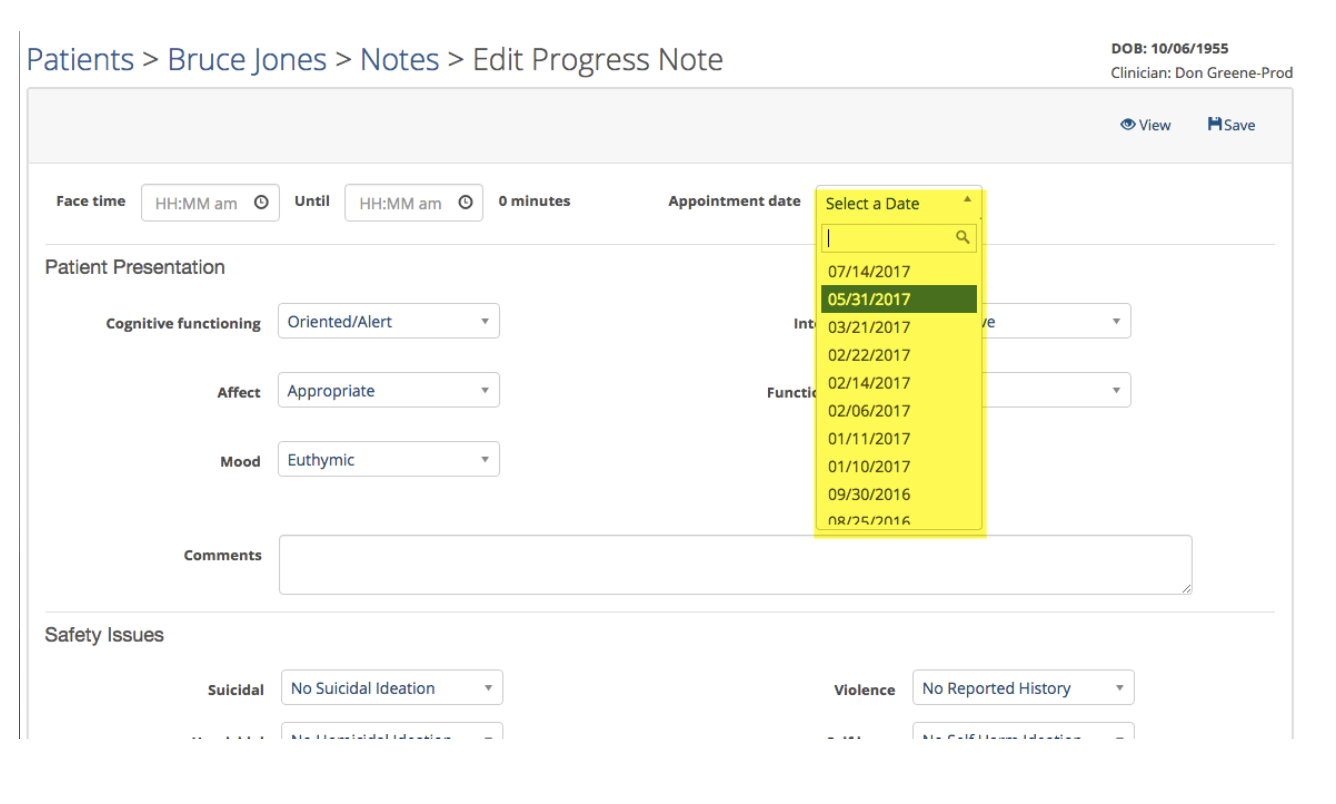Date Assignments on Client Notes – TherapyMate