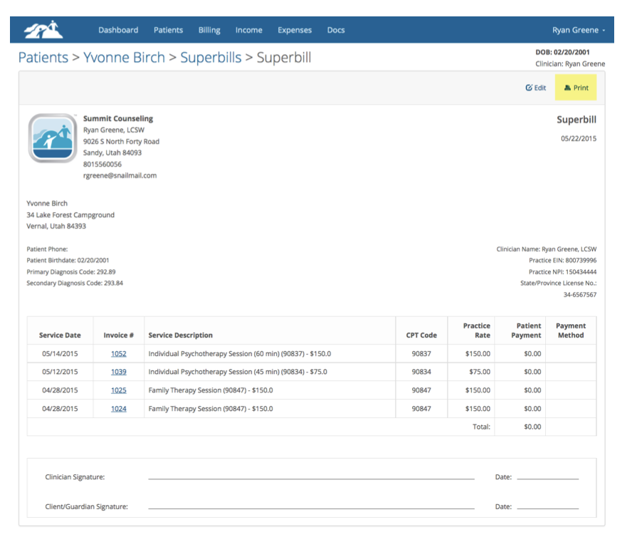 Sending Invoices, Statements and Superbills to clients using your own Email account – TherapyMate