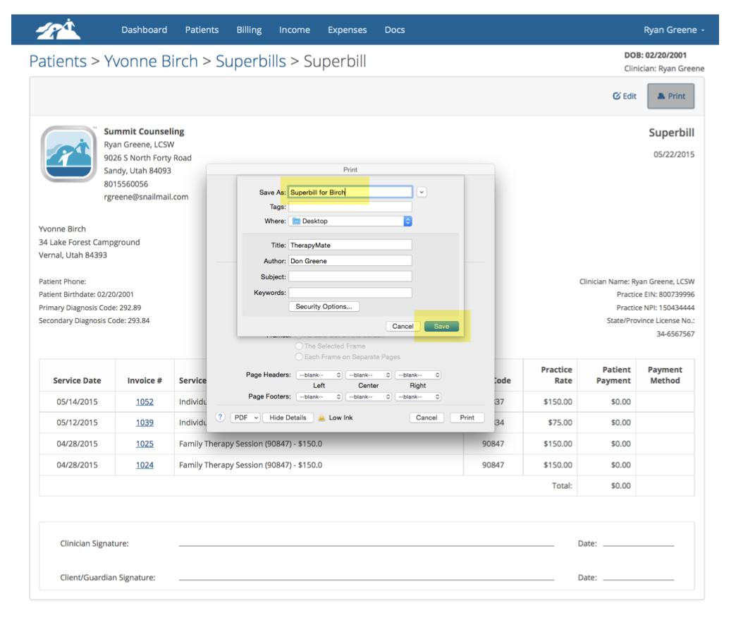 Sending Invoices, Statements and Superbills to clients using your own ...