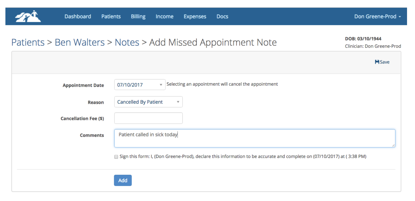 Marking Appointments as Cancelled or Missed – TherapyMate