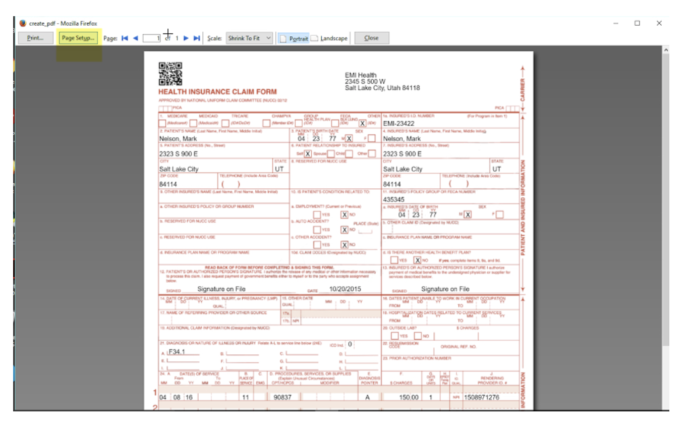 CMS-1500 Print Margin Settings – TherapyMate
