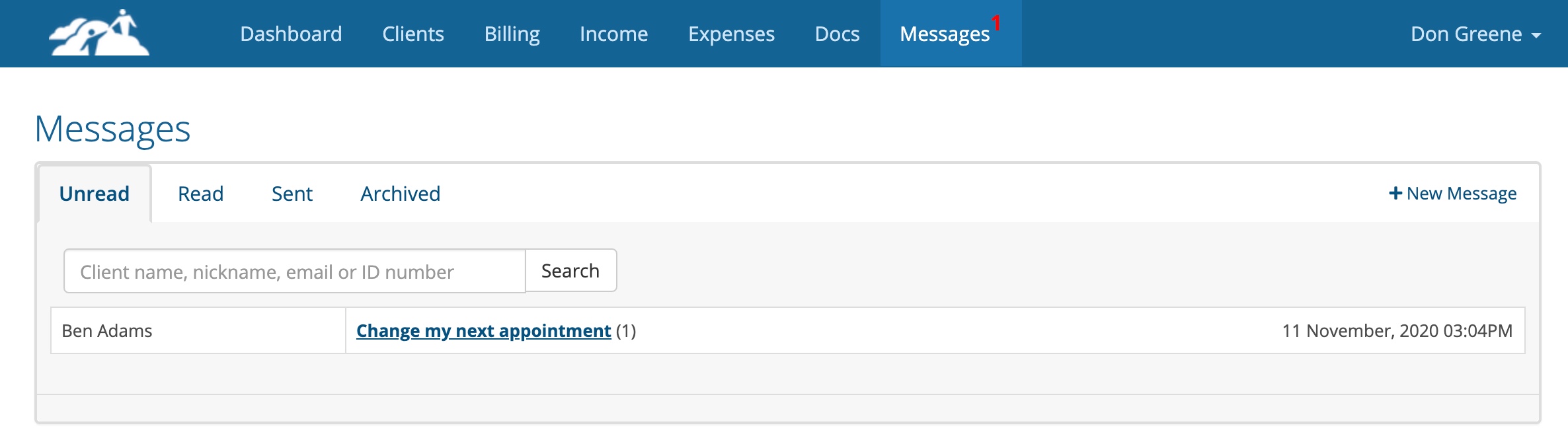 Client Portal Messages – TherapyMate