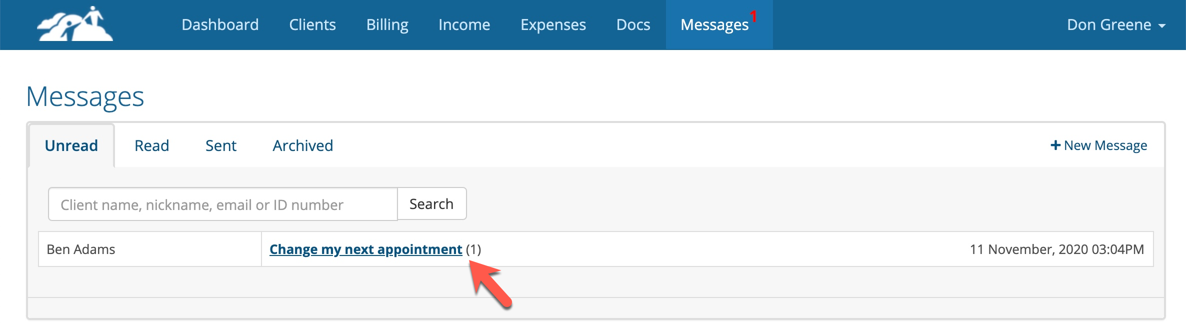 Client Portal Messages – TherapyMate