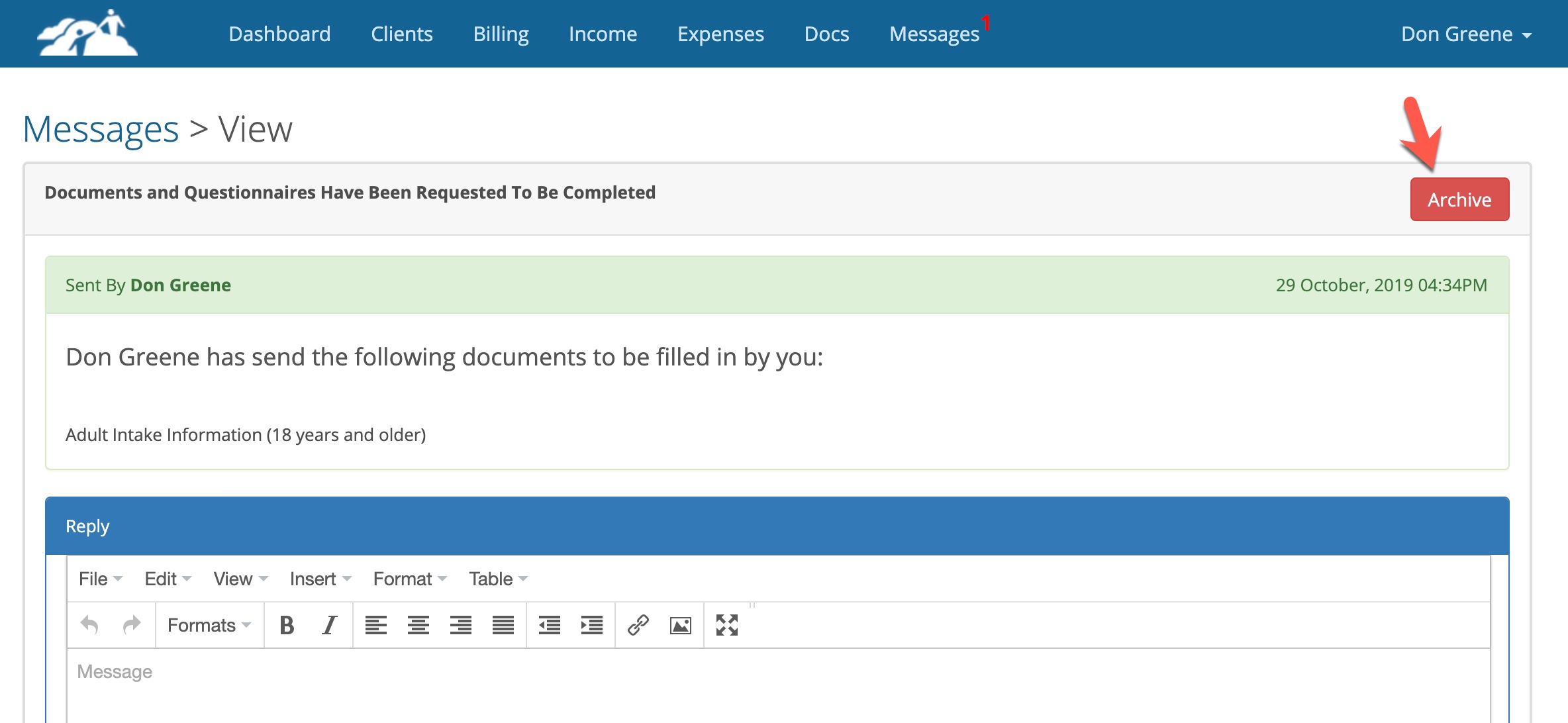 Client Portal Messages – TherapyMate
