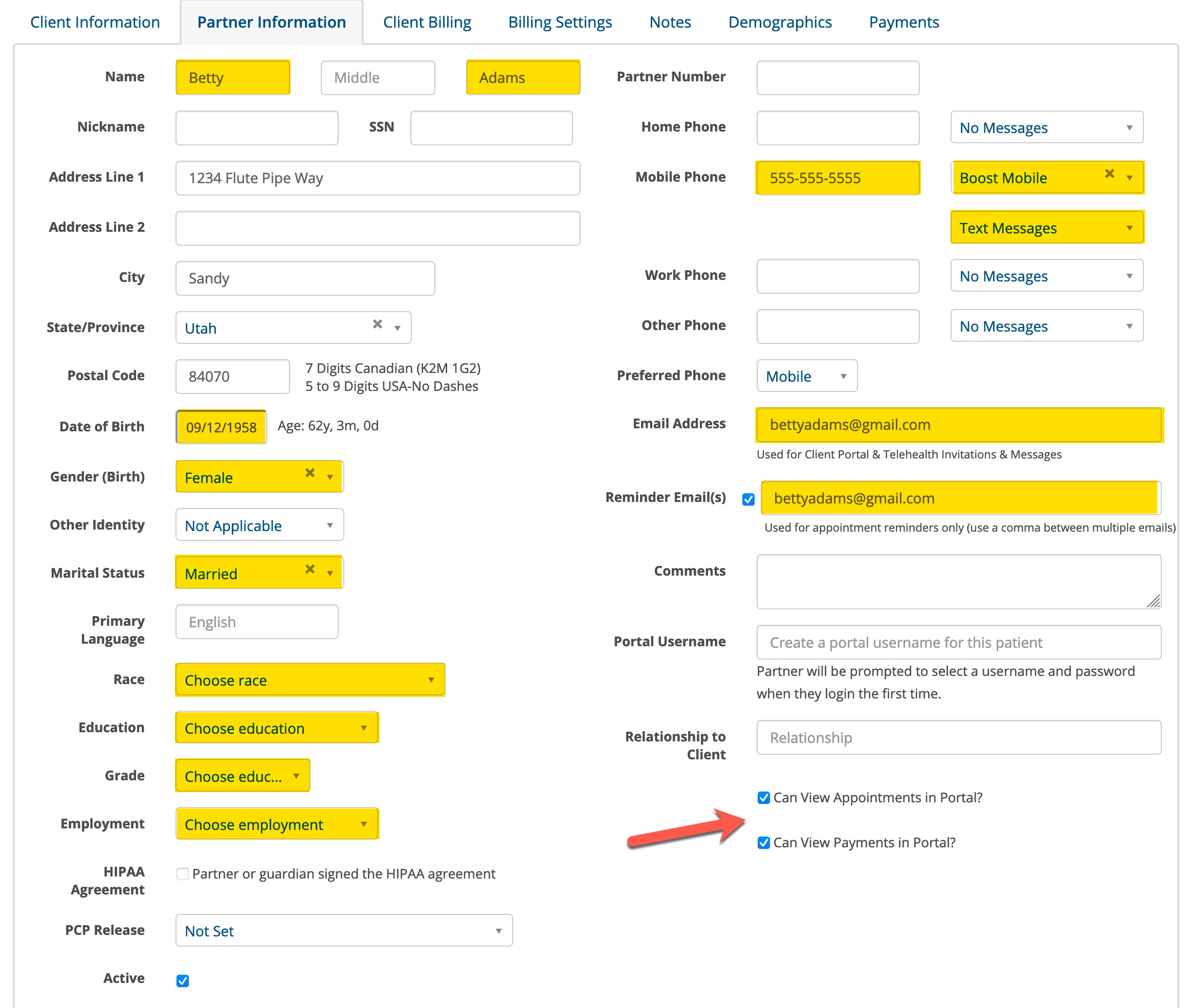 Couple & Partner Charts – TherapyMate