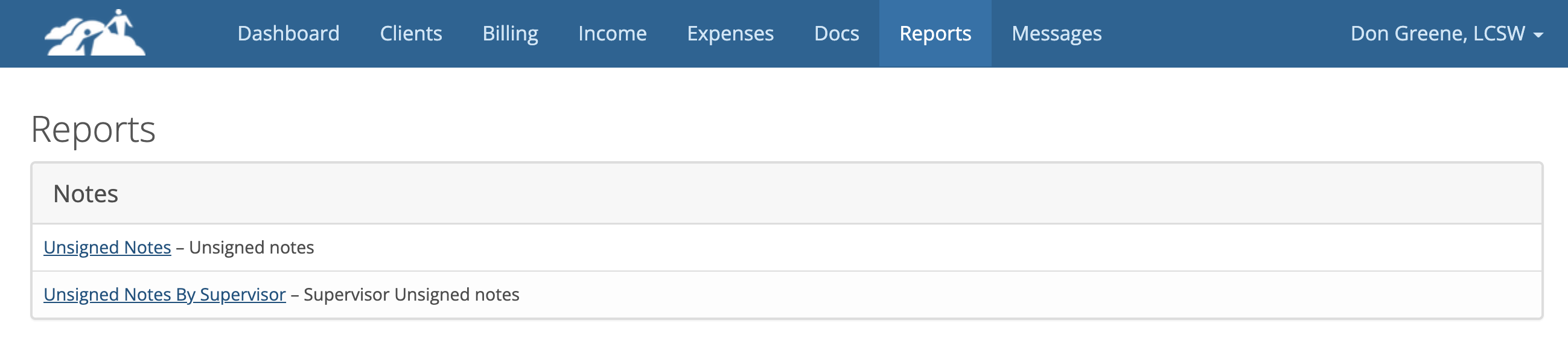 Unsigned Notes Reports – TherapyMate