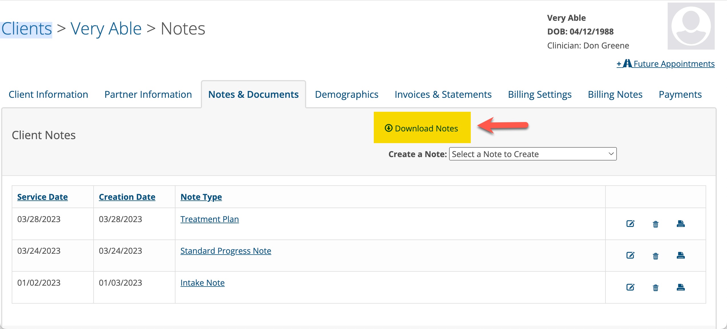Downloading Client Notes with Google Chrome – TherapyMate